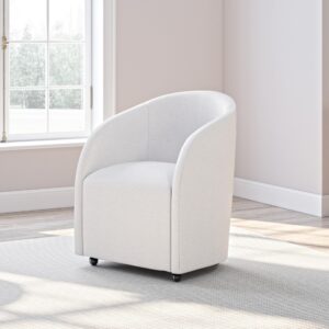 Signature Design by Ashley Korestone Contemporary Upholstered Home Office Desk Chair with Casters, White