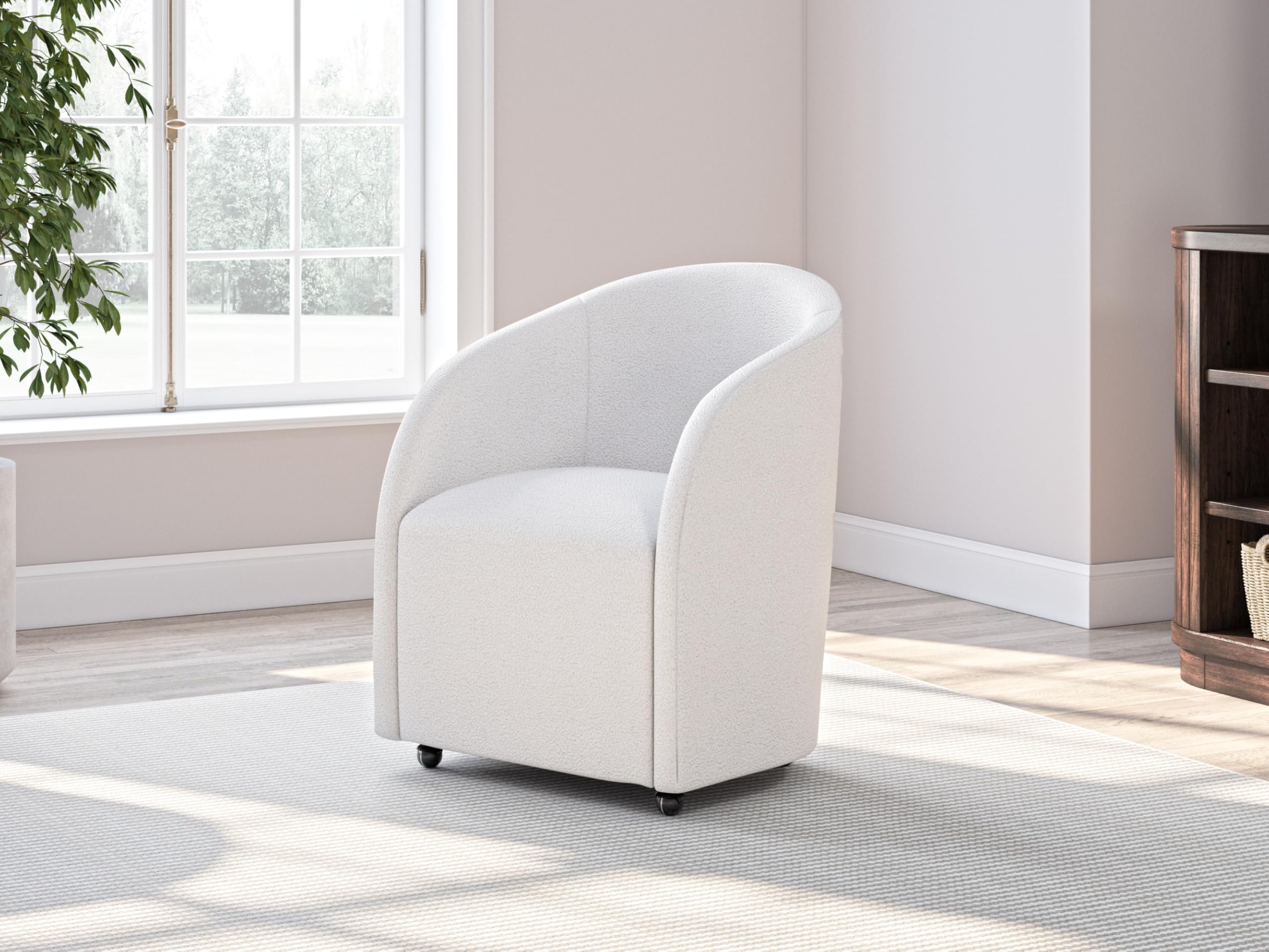 Signature Design by Ashley Korestone Contemporary Upholstered Home Office Desk Chair with Casters, White