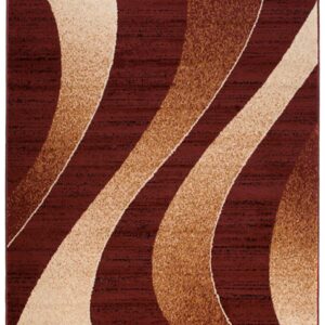 TAPISO Argos Area Rug 5x8 ft - Soft, Non-Shedding, Modern Waves, Durable Carpet for Living Room, Bedroom, Brown Beige 150x240 cm