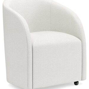 Signature Design by Ashley Korestone Contemporary Upholstered Home Office Desk Chair with Casters, White