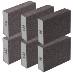 eoppen 6pcs sanding sponge 60 80 120 220 coarse medium fine grit sanding block washable and reusable for wood, metal, wall polish