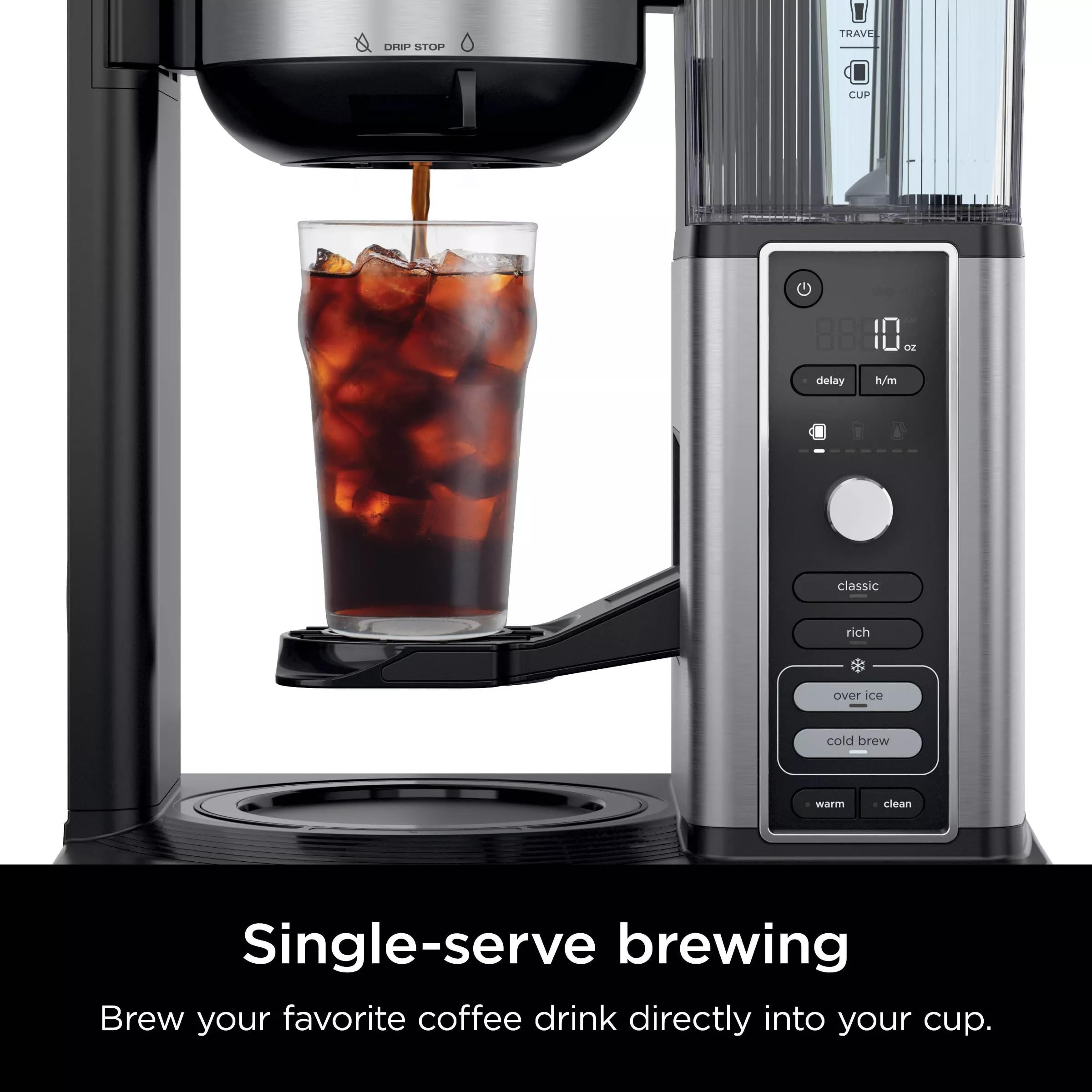 Ninja Hot & Iced XL Coffee Maker with Rapid Cold Brew, 4 Brew Styles, 8 Sizes Small Cup to Travel Mug, Single-Serve Coffee Brewer, 12-Cup Carafe, Permanent Filter, Removable Reservoir, Black, CM371 (Renewed)