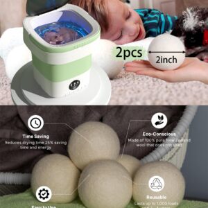 Mini Portable Washing Machine – Mini Washing Machine with 13L Large Capacity, Mini Portable washer with 2 wool dryer balls, Foldable small washing machine for underwear,socks, baby/pet clothes