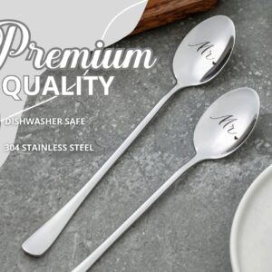 INNObeta Engagement Gifts for Gay Couples, 2 Pcs Engraved Ice Cream Spoons, Stainless Steel Coffee Spoon, Ideal for Wedding, Anniversary, Mr & Mr