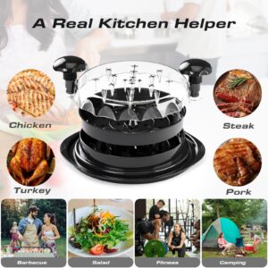 Chicken Shredder Large Chicken Breast Shredder Tool with Compartment, Transparent Lid Visible Meat Shredder Machine, Anti-Slip Strip, Ergonomic Handle , Suitable for Pork Beef Chicken(Black)