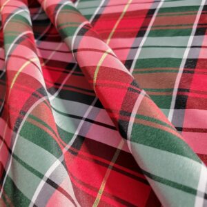 Generic Taffeta Holiday Plaid - Hunter Green, Red, White, Gold - Christmas Metallic Tartan Fabric 58"" by The Yard, TAFFHGP01