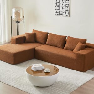 Tosaronia 104.3 X 68.11 Modern Modular Sectional Sofa with Sherpa Fabric, L Shape Sofa Couch with 5 Seats, Upholstered Couch with Right Chaise Sofa for Living Room, Office, Apartment(Orange)