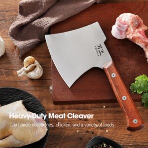 XZZWLL Meat Cleaver, Heavy Duty Bone Chopper Knife, 6" Axe Butcher Knife for Meat Cutting, Thicken Blade Bone Cutter with Wood Handle, for Kitchen, Restaurant and Slaughterhouses.