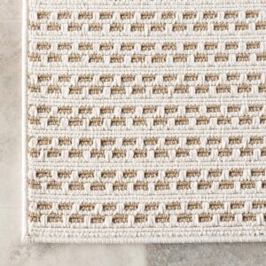 nuLOOM 4' x 6' Plush Indoor/Outdoor Area Rug, UV-Resistant, Long Loop Construction, Oeko-TEX Certified, Paito, Balcony, Jaylani Neutral