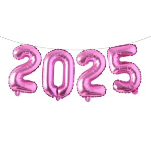 16 inch 2025 balloons number 2025 foil balloons for new years eve party supplies anniversary party graduation decorations home office decoration (2025 rose red)