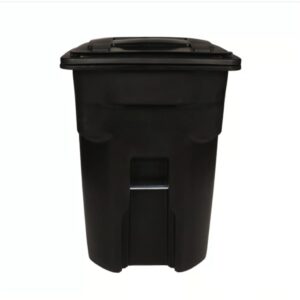 Generic 96 Gallon Black Outdoor Rolling Garbage/Trash Can with Wheels and Attached Lid ZP01730, like an amage