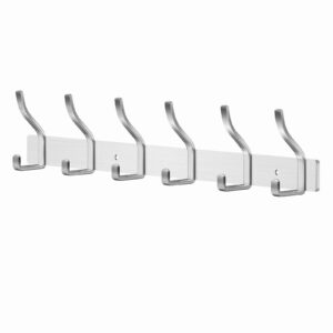 yundoza coat rack wall mount,screw in stainless steel heavy duty coat hooks for hanging(brushed silver)