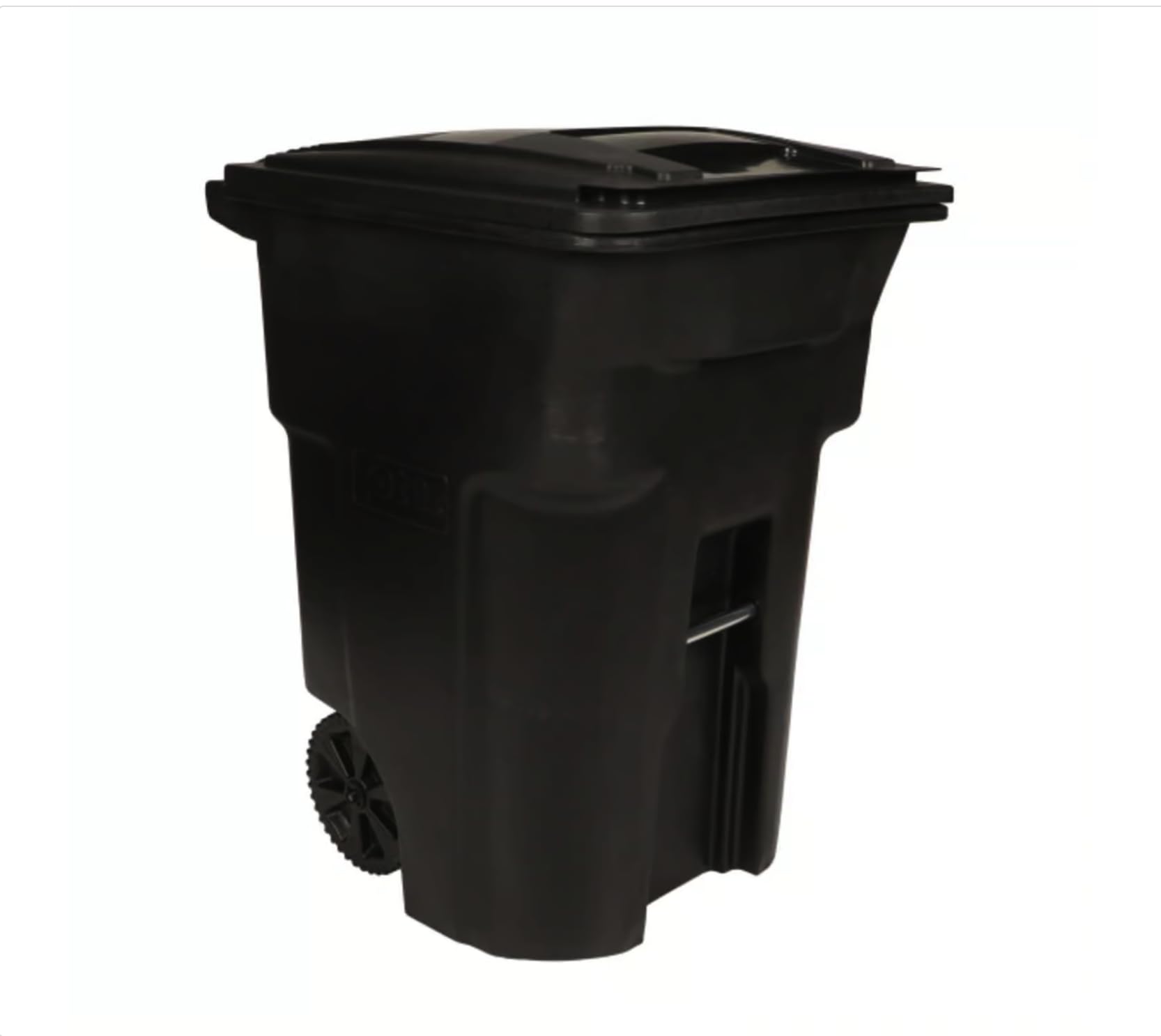 Generic 96 Gallon Black Outdoor Rolling Garbage/Trash Can with Wheels and Attached Lid ZP01730, like an amage