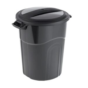 dqoasd 20 gallon injection molded trash can,outdoor garbage can with lid heavy-duty handles, heavy-duty construction, perfect backyard, deck, or garage trash can, black