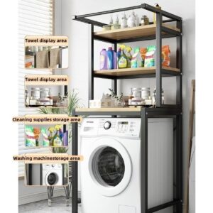 WSZDRH 3-Tier Laundry Organization and Storage Shelf, Over Washer and Dryer Storage Shelves, Laundry Room Organization Over The Washing Machine Storage Rack(Black)