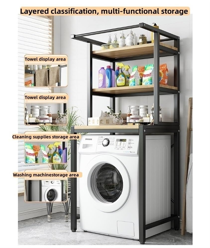 WSZDRH 3-Tier Laundry Organization and Storage Shelf, Over Washer and Dryer Storage Shelves, Laundry Room Organization Over The Washing Machine Storage Rack(Black)