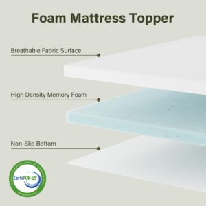 3 Inch California King Mattress Topper,Memory Foam Mattress pad with Removable & Washable Cover,Relieve Back Pain, Soft Firmness Feel for Bunk Bed,CertiPUR-US Certified