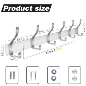 Yundoza Coat Rack Wall Mount,Screw in Stainless Steel Heavy Duty Coat Hooks for Hanging(Brushed Silver)