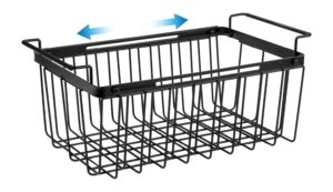 wetheny freezer organizer bins, expandable deep freezer baskets for chest freezer, adjustable from 15.6" to 24.3" wire basket with hanging handles (pack 1)