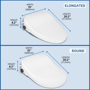 Bidet Toilet Seat - Round Smart Toilet Seat with Wireless Remote and Side Knob, Instant Warm Water & Air Dryer, Adjustable Heated Seat, Multiple Nozzle Modes