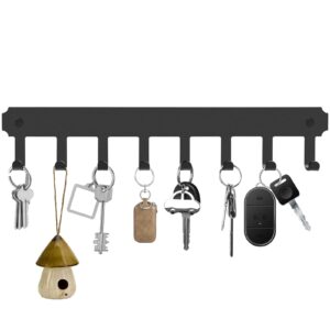 key holder for wall, key hooks with 8 hooks wall mounted black key hanger self adhesive key racks organizer for hallway doorway entryway bathroom kitchen living room