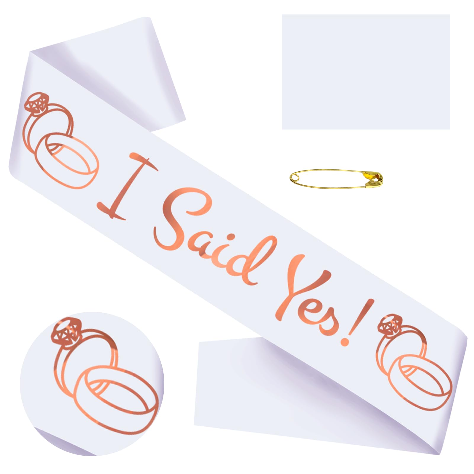 Generic I Said Yes Sash with Rose Gold Foil, Future Mrs Sash | Engagement Party Sash | Proposal Sash | Bachelorette Party Sash, Bridal Shower Sash for Bride to Be (White + Rose Gold)