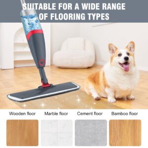 NileHome Spray Mops for Floor Cleaning, Microfiber Spray Mop with 580ml Refillable Bottle and 3 Replacement Pads Floor Mop for Household or Commercial Use Dust Mop for Hardwood Laminate Tile Ceramic