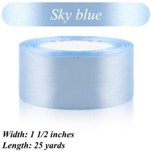 1-1/2 inch,25 Yards Sky Blue Ribbon for Gift Wrapping, DIY Hair Accessories Decoration, Craft Fabric Ribbon Bows Making Floral Bouquets Wedding Party Decoration (Sky Blue)