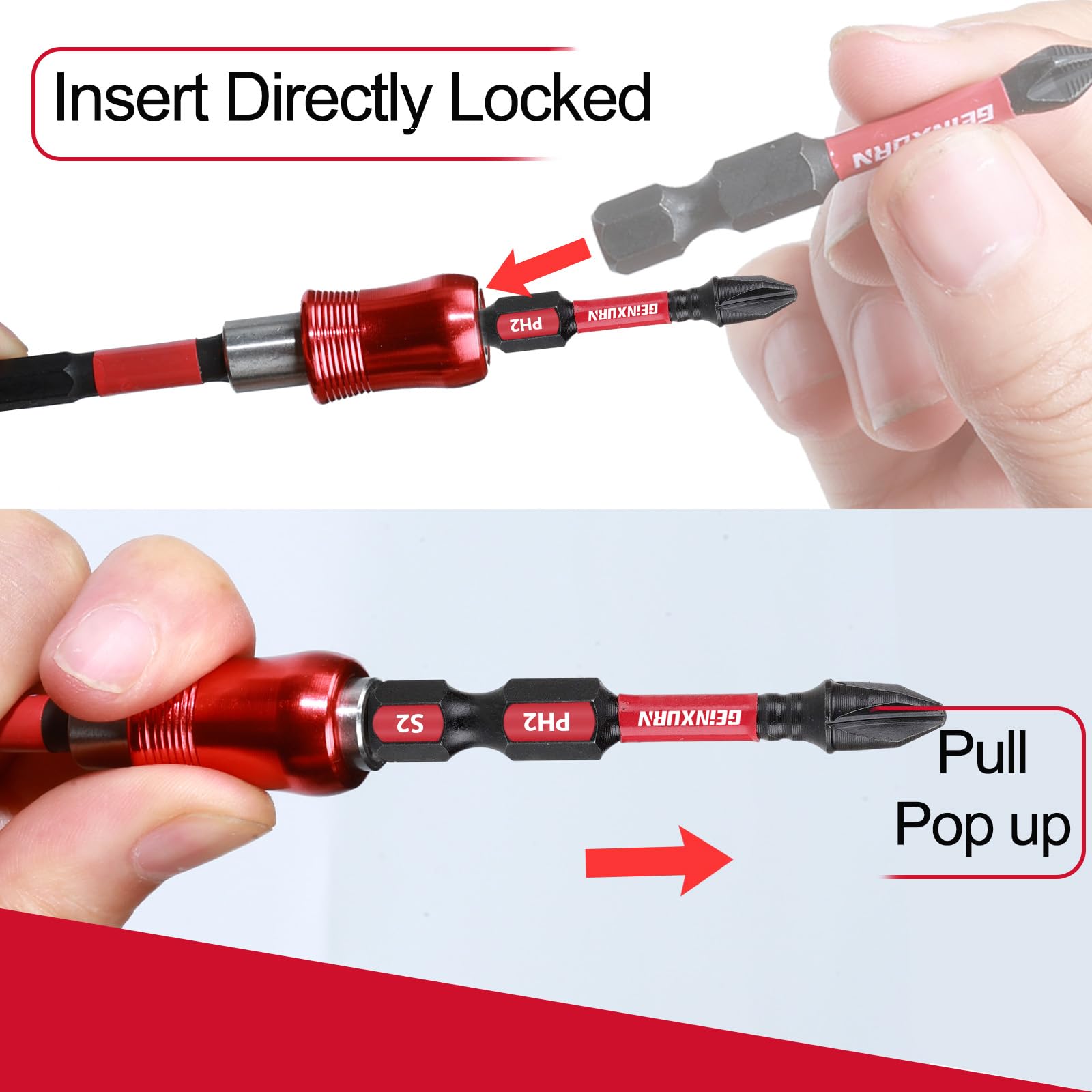 Geinxurn 12” Impact Screwdriver Bit Holders, 3PCS Magnetic Extension Quick-Change Socket Drill Bit Holder Cr-V SteelHex Shank Quick Release Drill Bit Guide