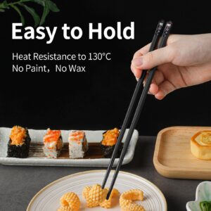 Muguning 50 Pairs Fiberglass Chopsticks Series - Reusable Classic Japanese Korean Style Chop Sticks, Dishwasher Safe for Sushi, Anti-slip, Lightweight, 9.4inches-Black