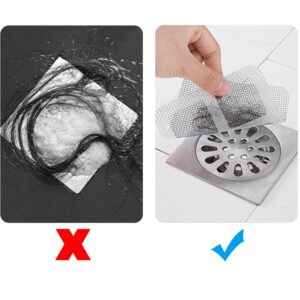 50 Packs 4" X 4" Disposable Shower Drain Cover Hair Catcher Shower Drain Mesh Stickers, Bathroom, Laundry, Bathtub, Kitchen, Sink, for Human and pet Hair