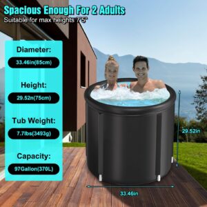 Zorpupoa Ice Bath Tub Robust, Extra Large Cold Plunge Tub with Cover, 97 Gallons Cold Water Ice Pub for Outdoor, Plunge Pool, Athletes Recovery