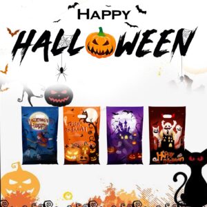 Sainyarh 6.5''x10.5'' Halloween Cellophane Treat Bags with Handle, Halloween Trick or Treat 50 Pack Goodie Bags Halloween Candy Goody Bags for Halloween Decorations Party