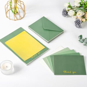 VEEYOL 100 Sage Green Thank You Cards with Envelopes, 5x3.75 Inches Gold Foil Thank You Notes For Wedding, Baby Shower, Graduation, Bridal, Business, Anniversary