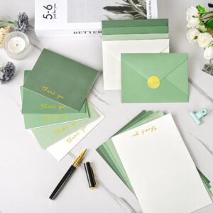 VEEYOL 100 Sage Green Thank You Cards with Envelopes, 5x3.75 Inches Gold Foil Thank You Notes For Wedding, Baby Shower, Graduation, Bridal, Business, Anniversary