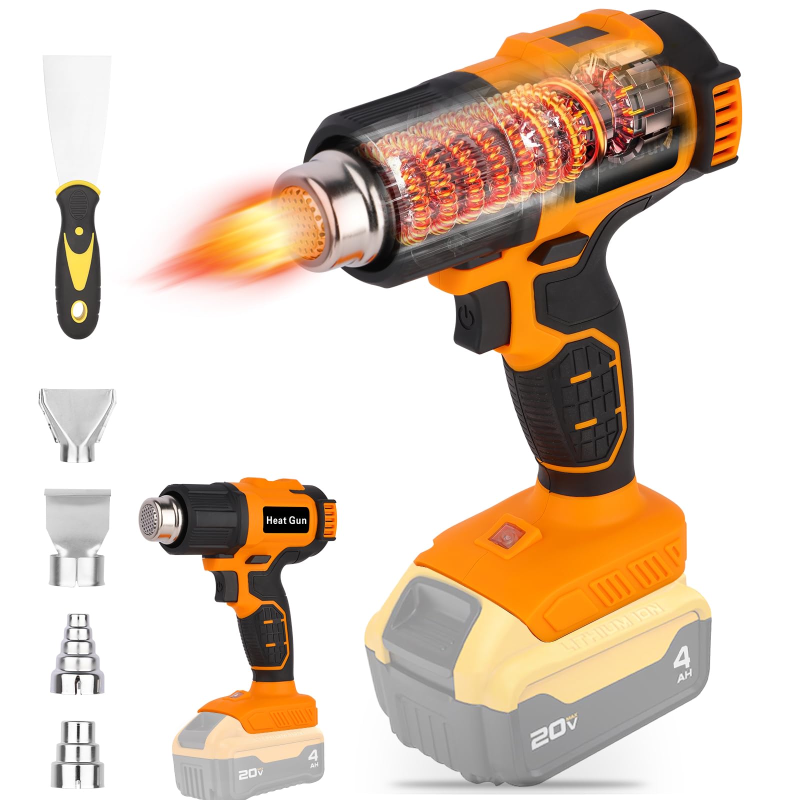 Cordless Heat Gun for Shrink Tubing: Battery Powered Hot Air Gun Fast Heating for 20V Battery - 1022℉Overload Protection - Variable Temperature Control for DIY Project Vinyl Wrap