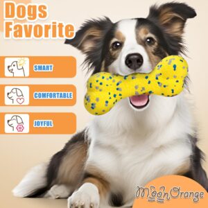 Moonorange 2Pcs Upgrade Bone Dog Balls+Rugby Dogs Toys for Aggressive Chewers, Indestructible Tennis Balls for Dogs (Blue+Yellow)