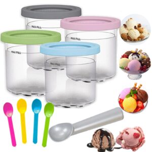 nlxcxucy 4 pack containers replacement for ninja,creami pints and lids 16oz compatible with ninja nc299amz nc300 series deluxe ice cream makers cups dishwasher safe (16oz)