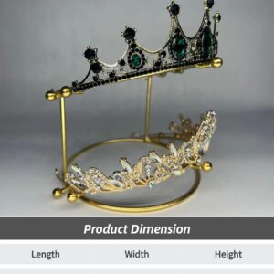 JINYEAH Crown Display 2-Tier Crown Holder Tiara Display Golden Bridal Crown Display Stand Crown Storage Organizer Jewelry Holder for Women Girls Wedding Home Shop Store