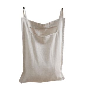 amazhiyu 100% linen over the door laundry hanging hamper bag holding dirty clothes and saving space, flax