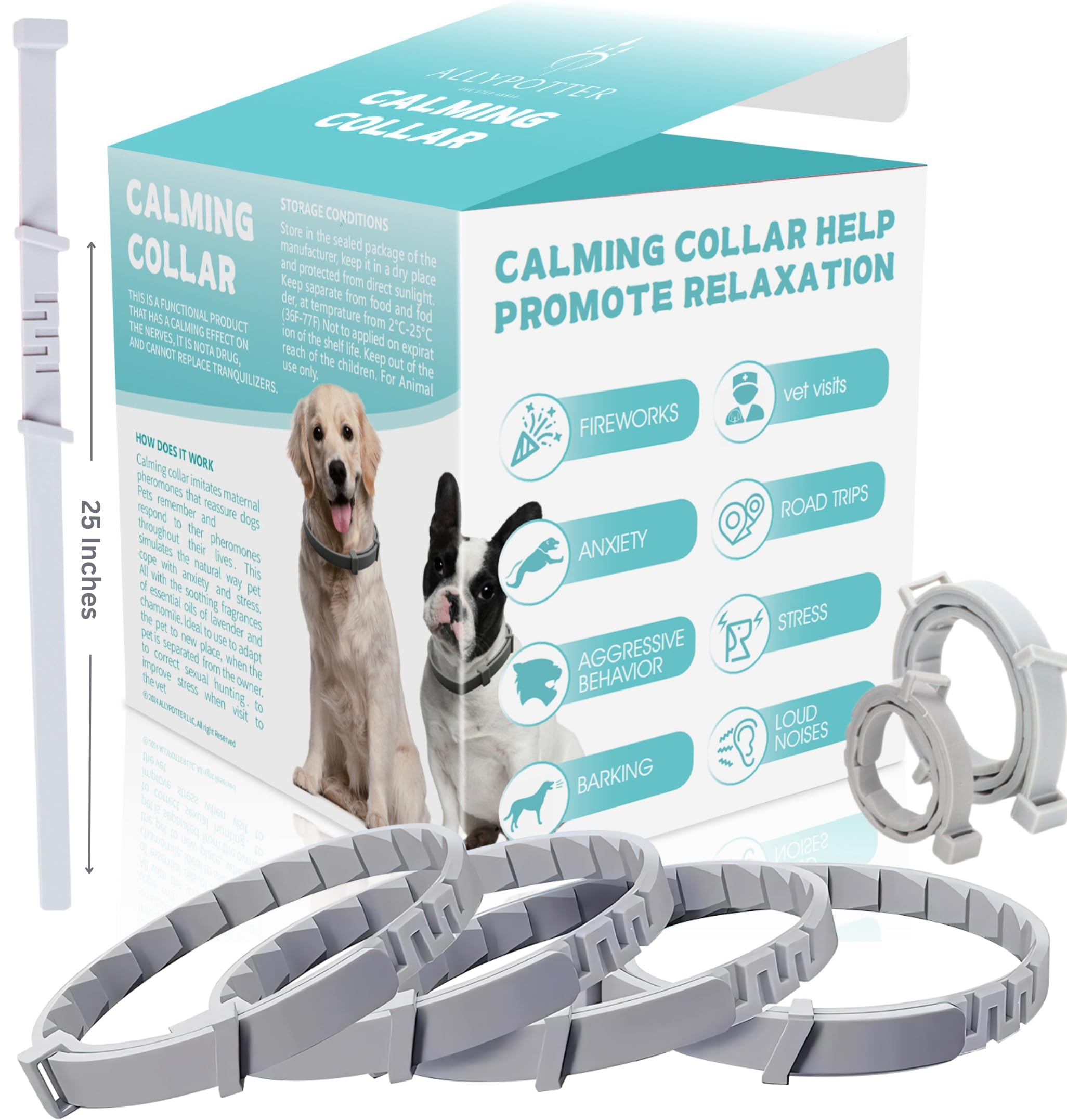 Calming Collars for Dogs, Dog Anxiety Relief, Calming for Dogs, Anxiety Collar for Dogs, Anti Anxiety for Dogs, Pheromone Collar for Dogs, DAP Collar for Dogs, Dog Stress and Anxiety Relief