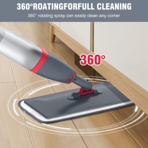 NileHome Spray Mops for Floor Cleaning, Microfiber Spray Mop with 580ml Refillable Bottle and 3 Replacement Pads Floor Mop for Household or Commercial Use Dust Mop for Hardwood Laminate Tile Ceramic