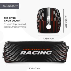 Pencil Case Pouch for Boys Girls Kids, Racing Flag Speed Race Car Pencil Cases Box Pen Portable Office Stationery Makeup Bag, Pencil Pen Bag Desk Organizer for School Students