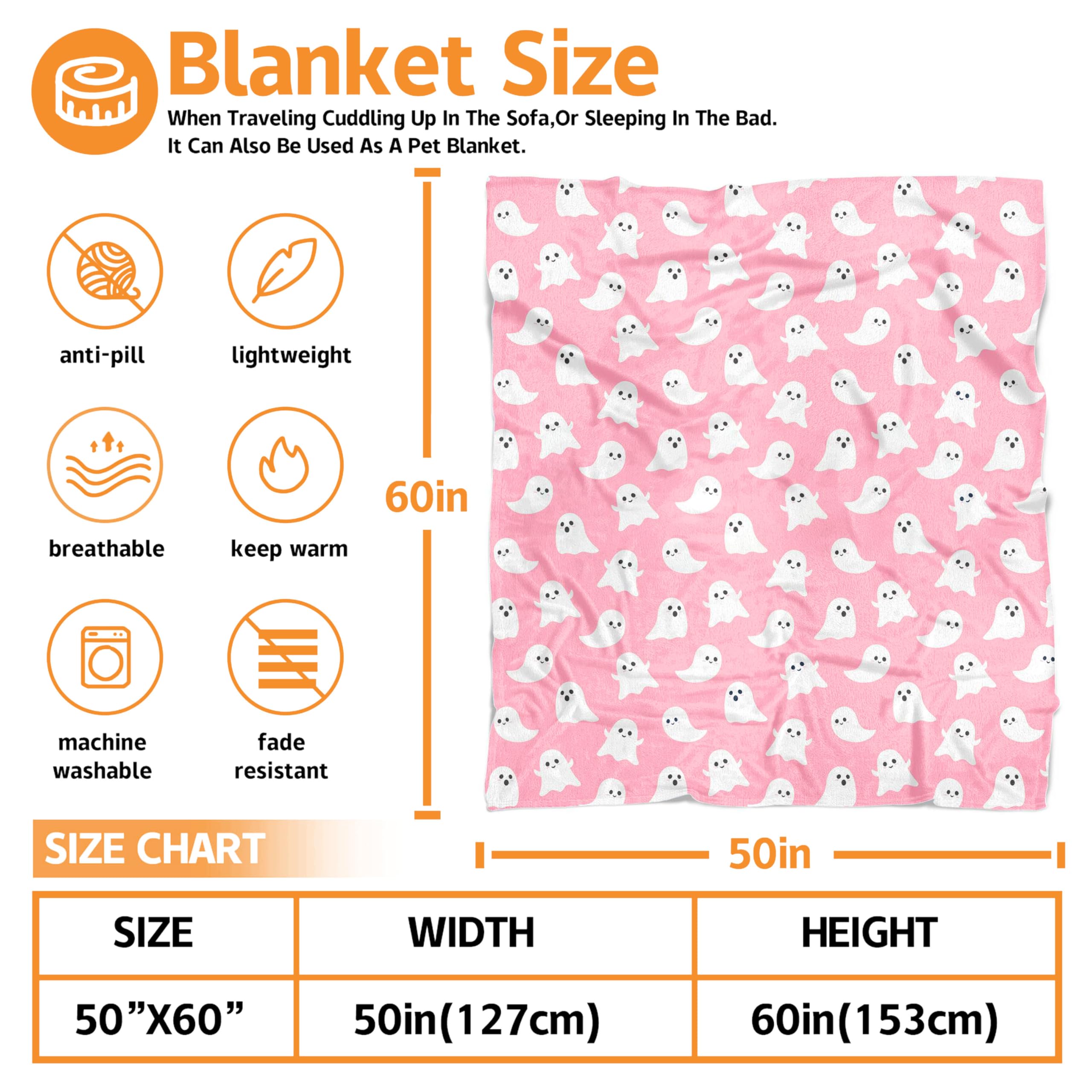 Halloween Throw Blanket 50x60 Inch Cute Halloween Ghost Blankets Soft Lightweight Cozy Plush Blanket for Halloween Decor Kids Girls Boys Gifts