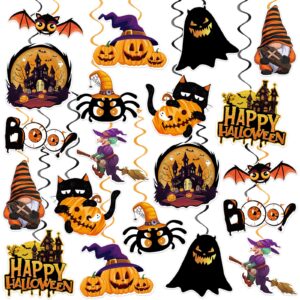 40pcs halloween hanging swirl decorations, halloween party hanging swirls ghost pumpkin witches hanging halloween ceiling streamers for halloween birthday party decorations supplies