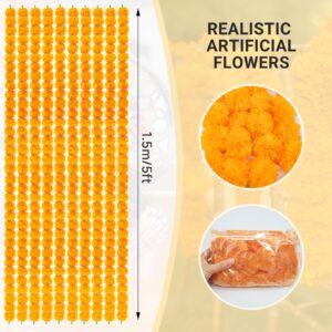 CRFNI 10 Pcs - 5 feet Marigold Garland for Diwali Party Indian Weddings Decorations (light orange)