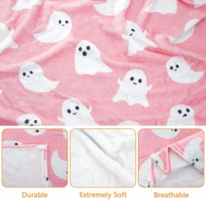 Halloween Throw Blanket 50x60 Inch Cute Halloween Ghost Blankets Soft Lightweight Cozy Plush Blanket for Halloween Decor Kids Girls Boys Gifts