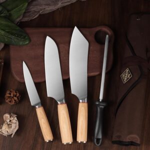 KOFERY Chef Knife Set with Bag - Portable and Versatile for Camping, Cooking, and Everyday Use, Complete with a Travel Case for Safe Storage (Include Sharpening Steel)