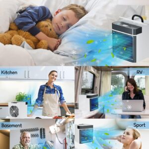 Portable Air Conditioner, Mini Personal Ice Fan with 3 Speeds, Small Anti-leakage Water Ice Cooling Air Cooler for Room Bedroom Office Home Tent (F-08)