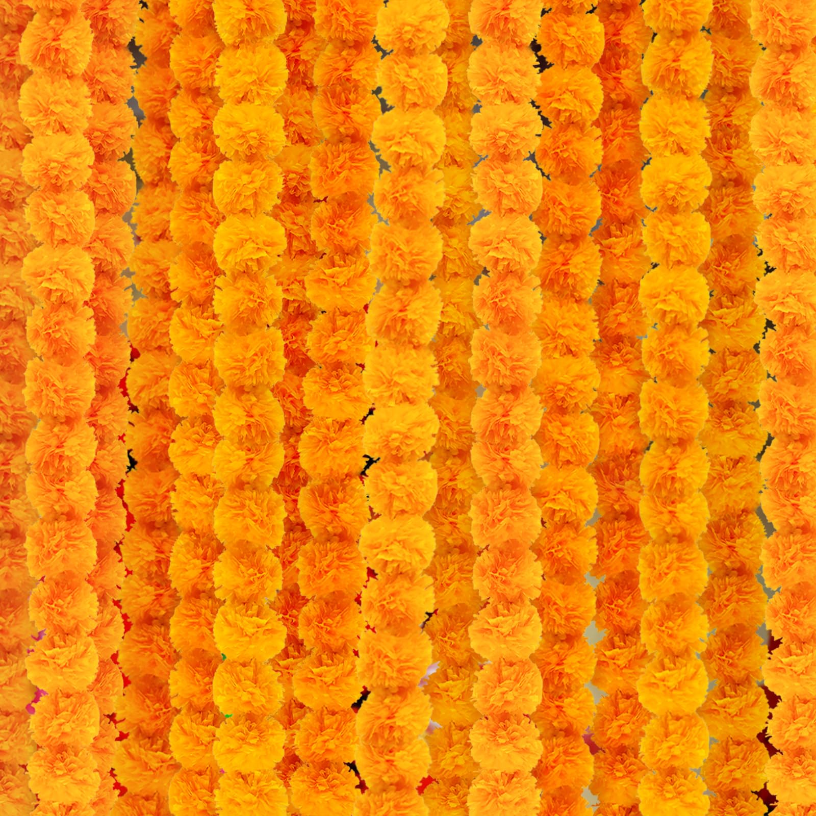 CRFNI 10 Pcs - 5 feet Marigold Garland for Diwali Party Indian Weddings Decorations (light orange)